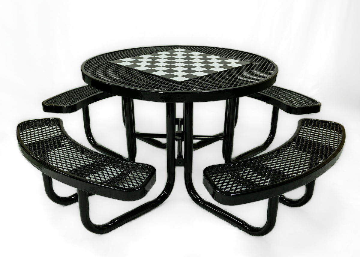 46” Heavy Duty Round Portable Picnic Table w/ Game Top | Heavy Duty Tables